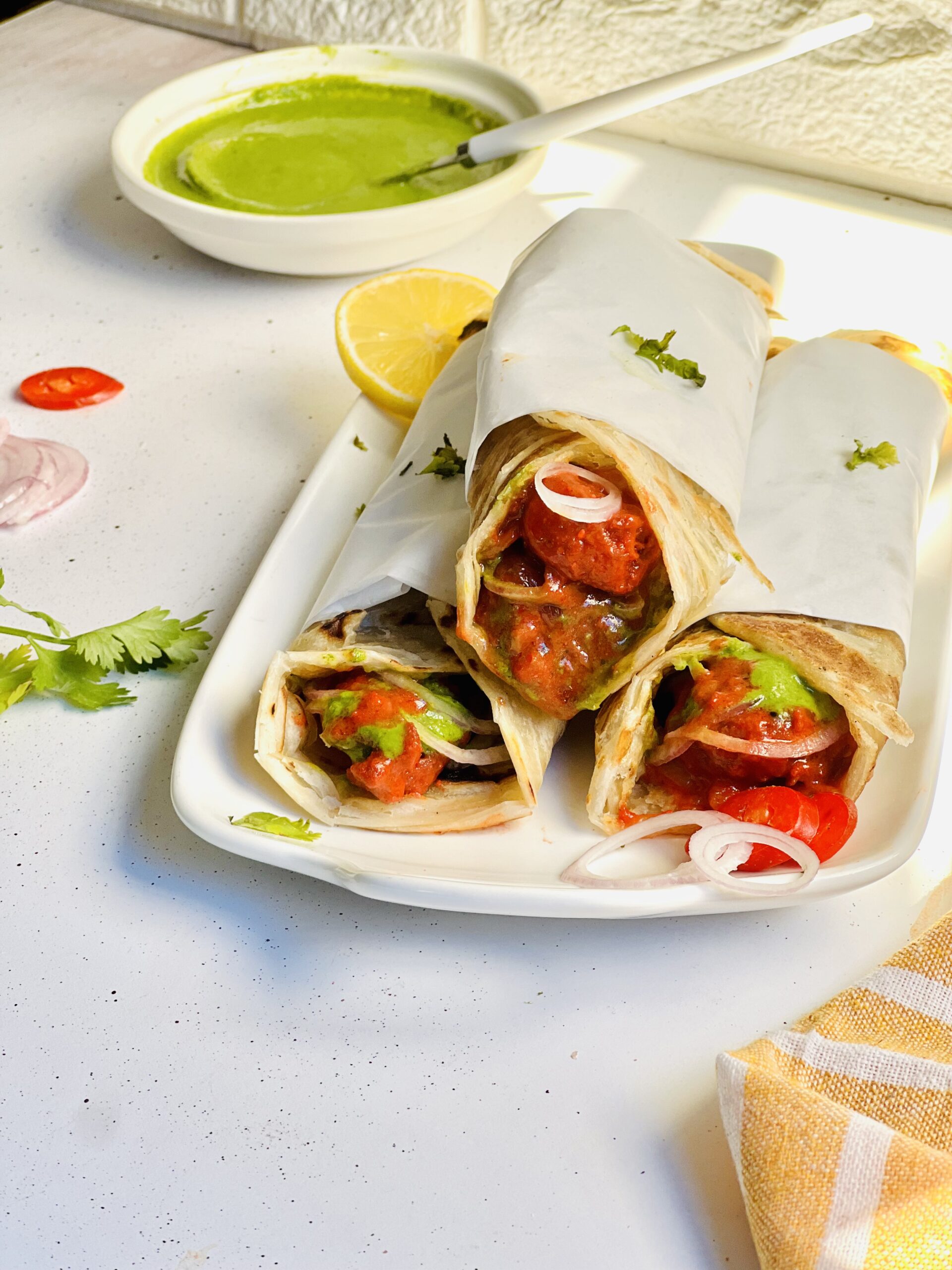 Chicken 65 Paratha Roll